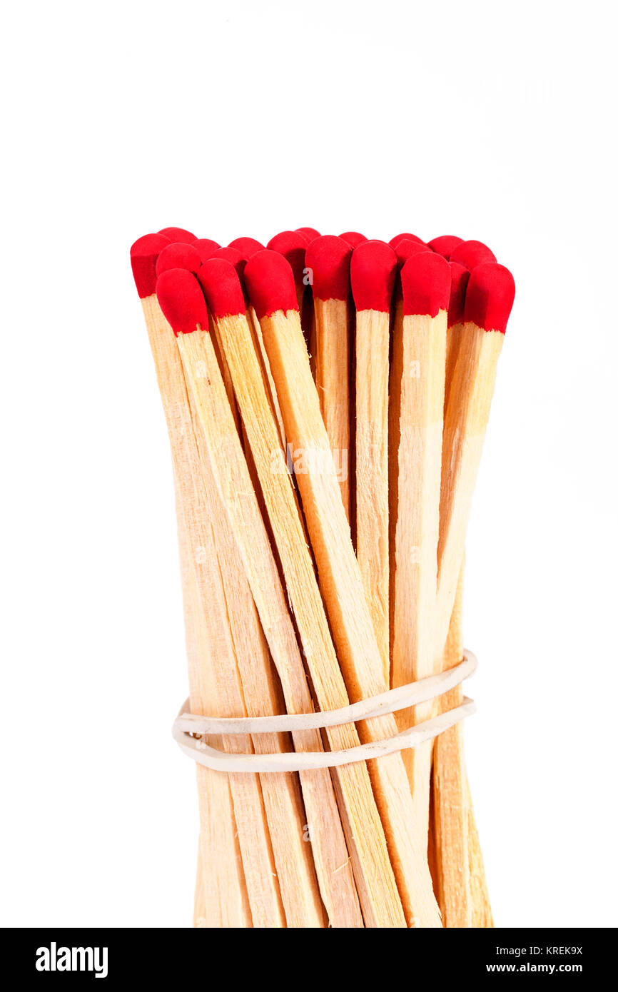 bundle of matches with rad heads isolated on white background Stock ...