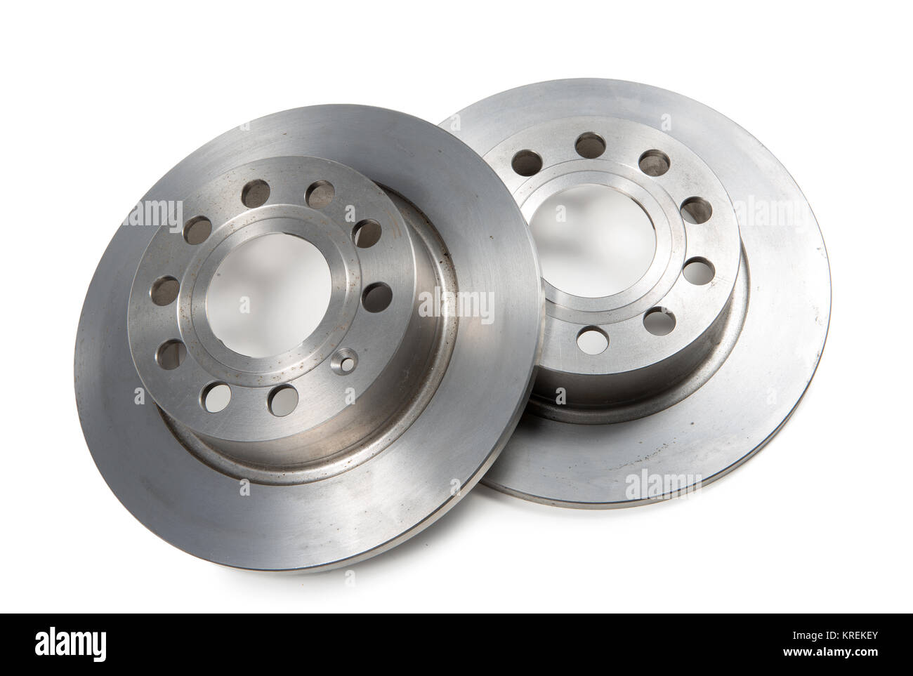 two brake discs isolated on white background Stock Photo - Alamy