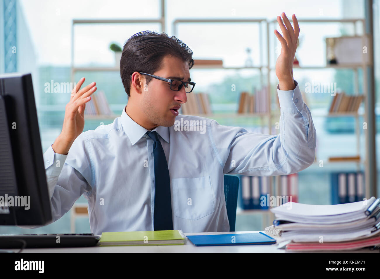 Businessman suffering from excessive armpit sweating Stock Photo - Alamy