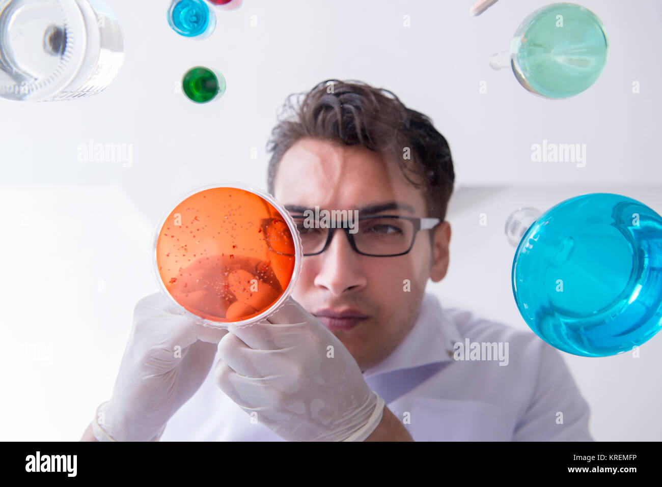 Chemist working in the laboratory with hazardous chemicals Stock Photo ...