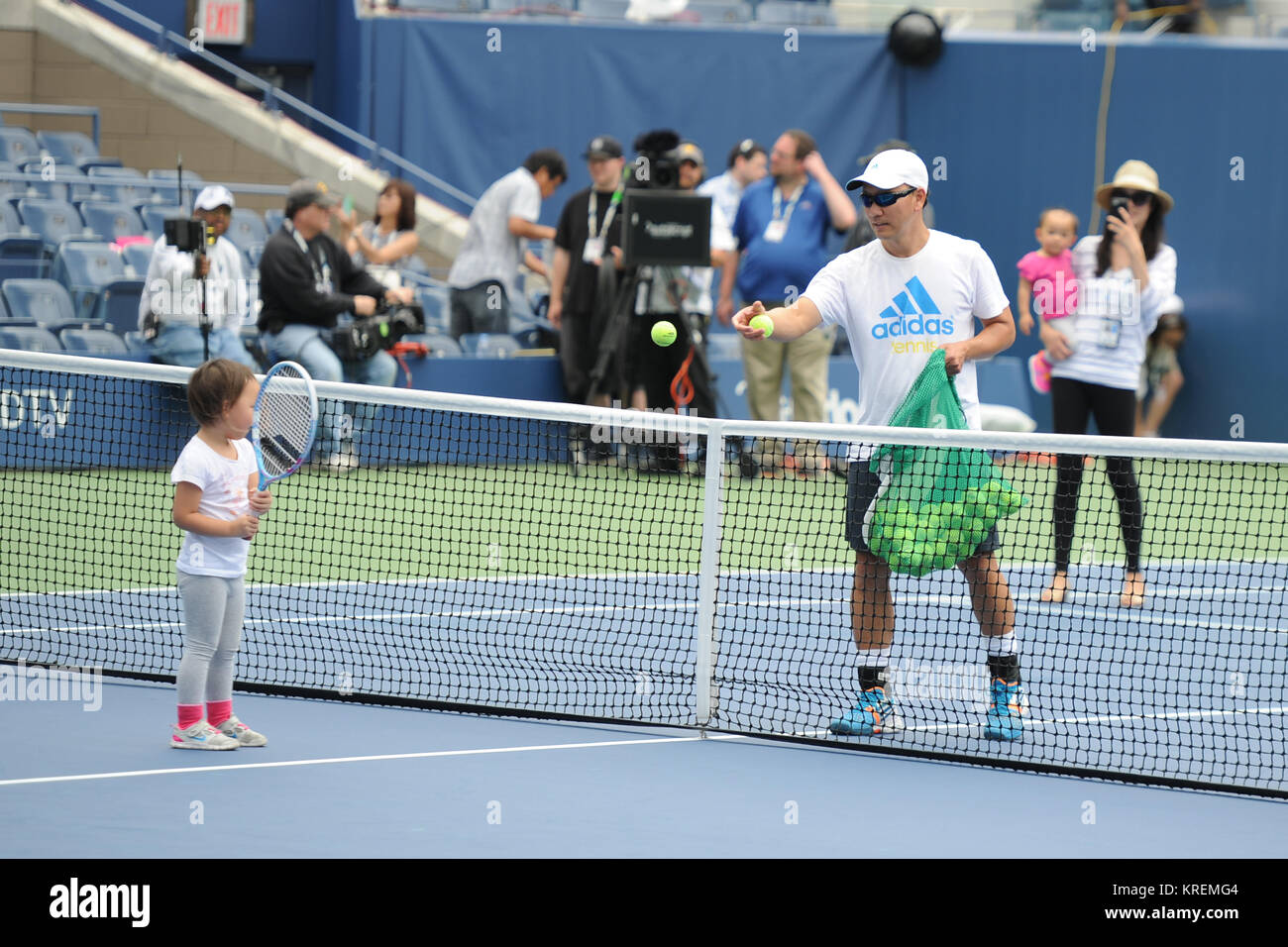 NEW YORK, NY - AUGUST 22: Andrea Chang, Michael Chang on the practice ...