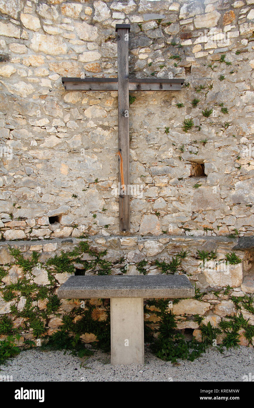 altar in medieval castle ruins Stock Photo - Alamy