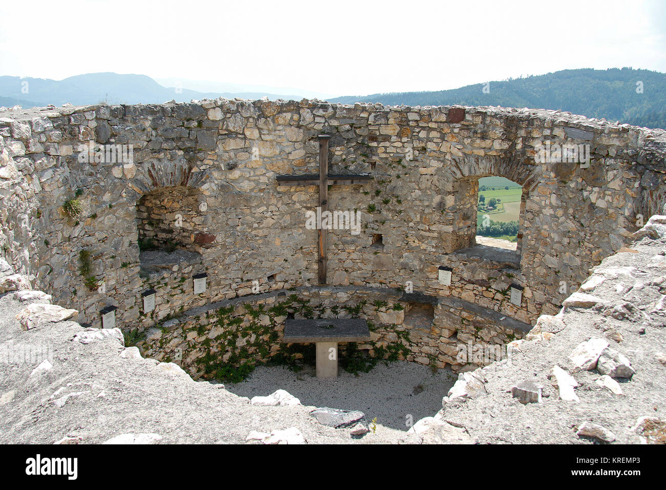 altar in medieval castle ruins Stock Photo - Alamy