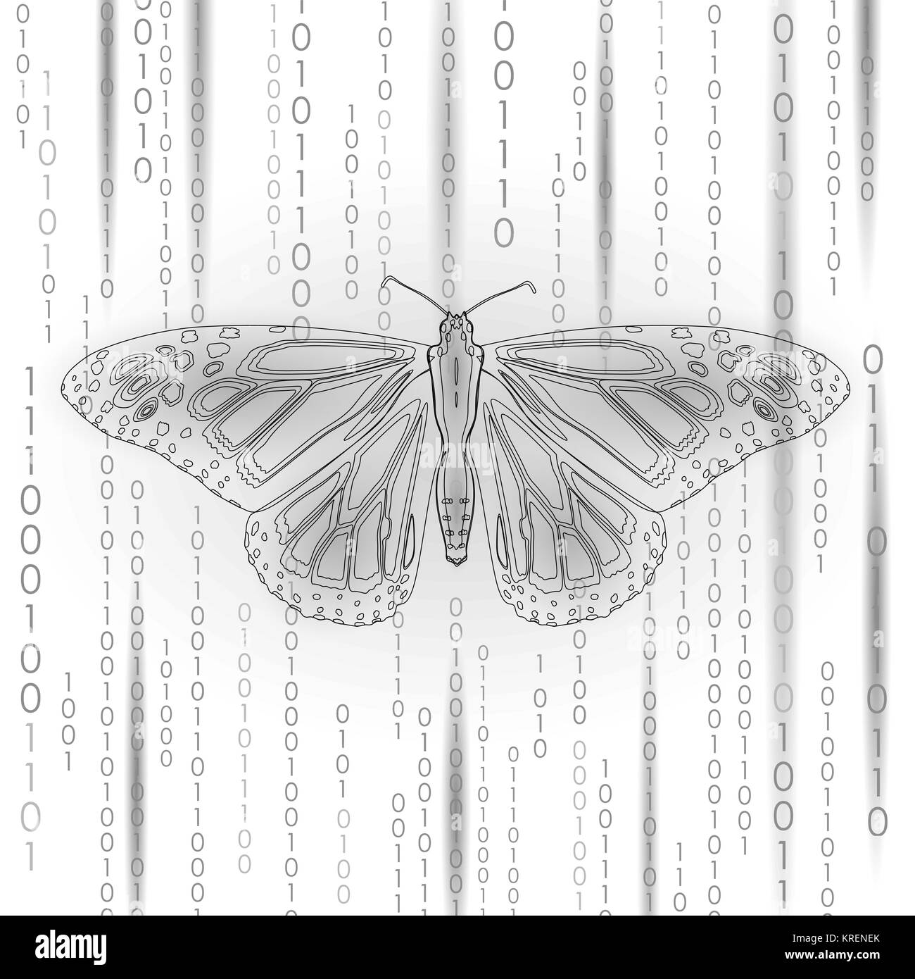 Technology nature concept. Binary code butterfly life ecology ...