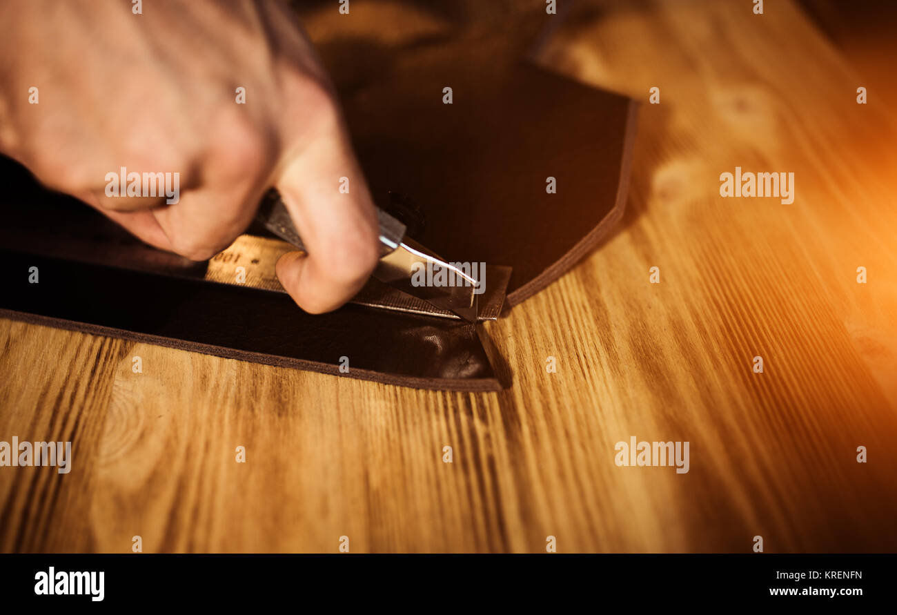 Traditional leather making process handmade hi-res stock photography ...
