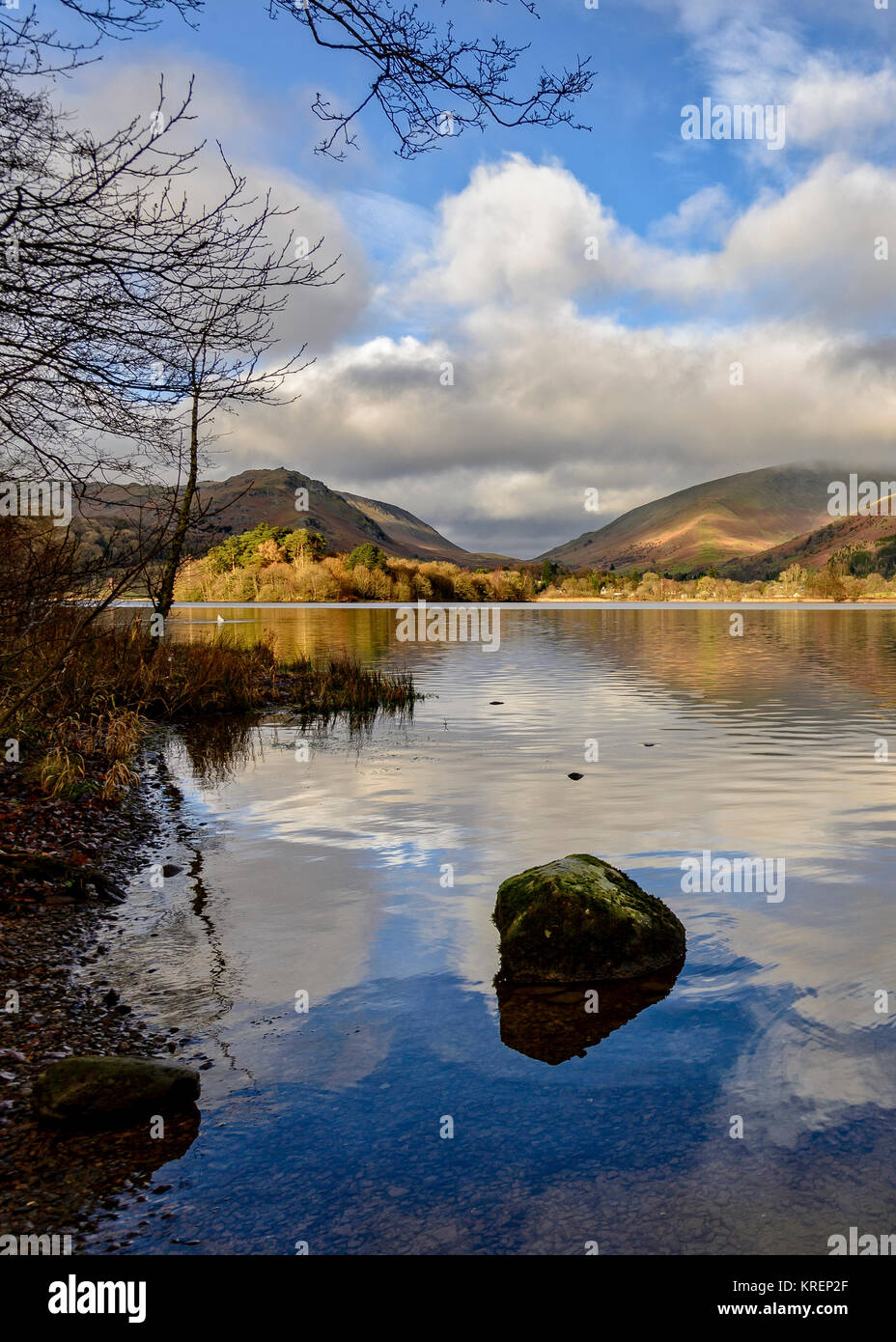 A winter view looking down Grasmere looking towards Dunmail Raise Stock ...