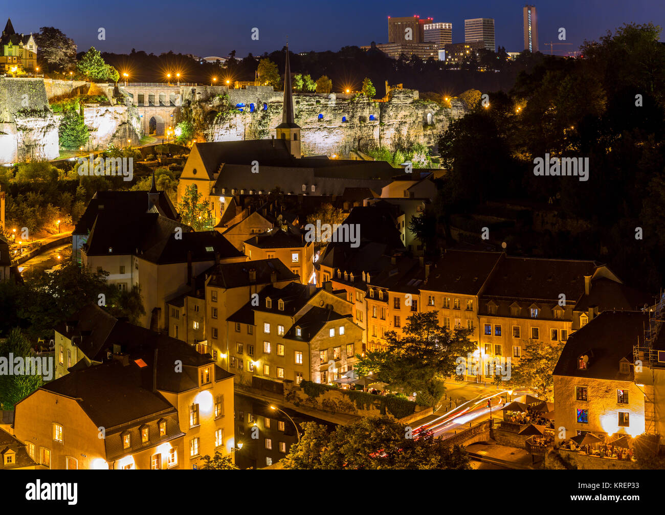 Luxembourg City night Stock Photo - Alamy
