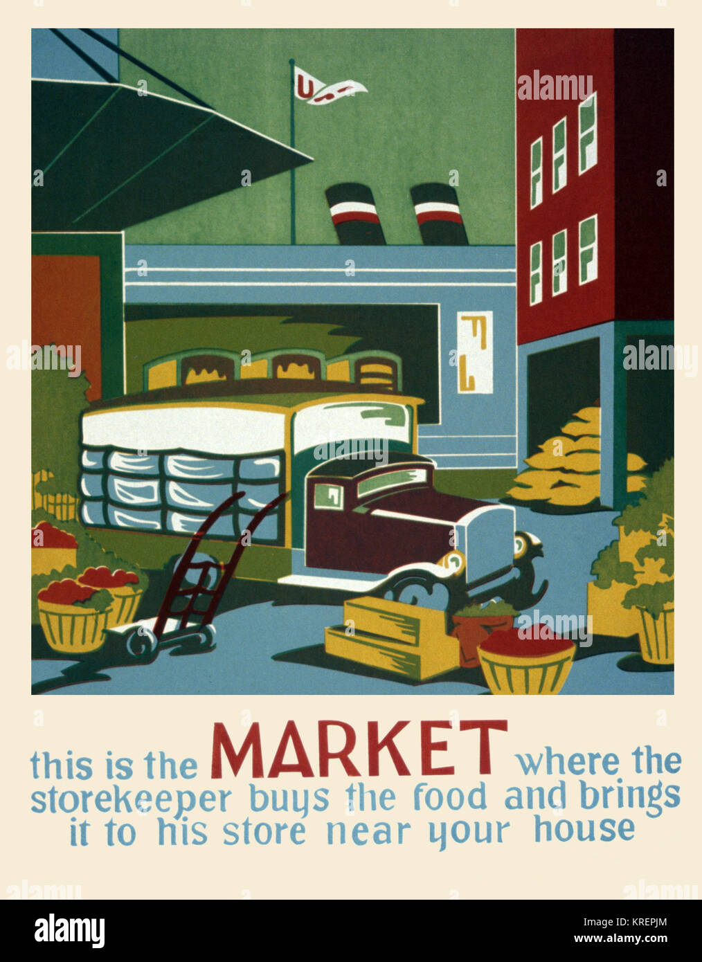 "WPA Poster about wholesale food markets. ""This is the market where ...