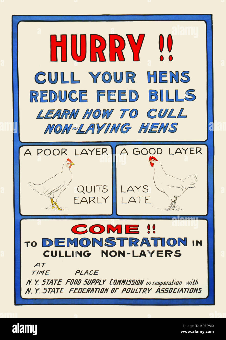 Poster promoting a demonstration of poultry management skills by the ...