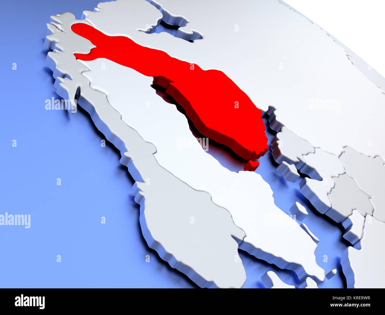 Finland on world map Stock Photo - Alamy