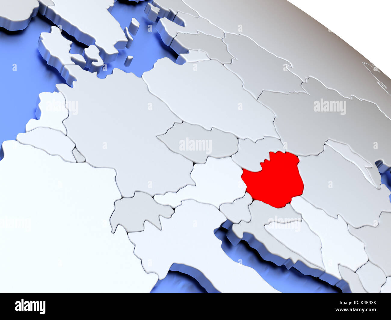 Hungary on world map Stock Photo - Alamy