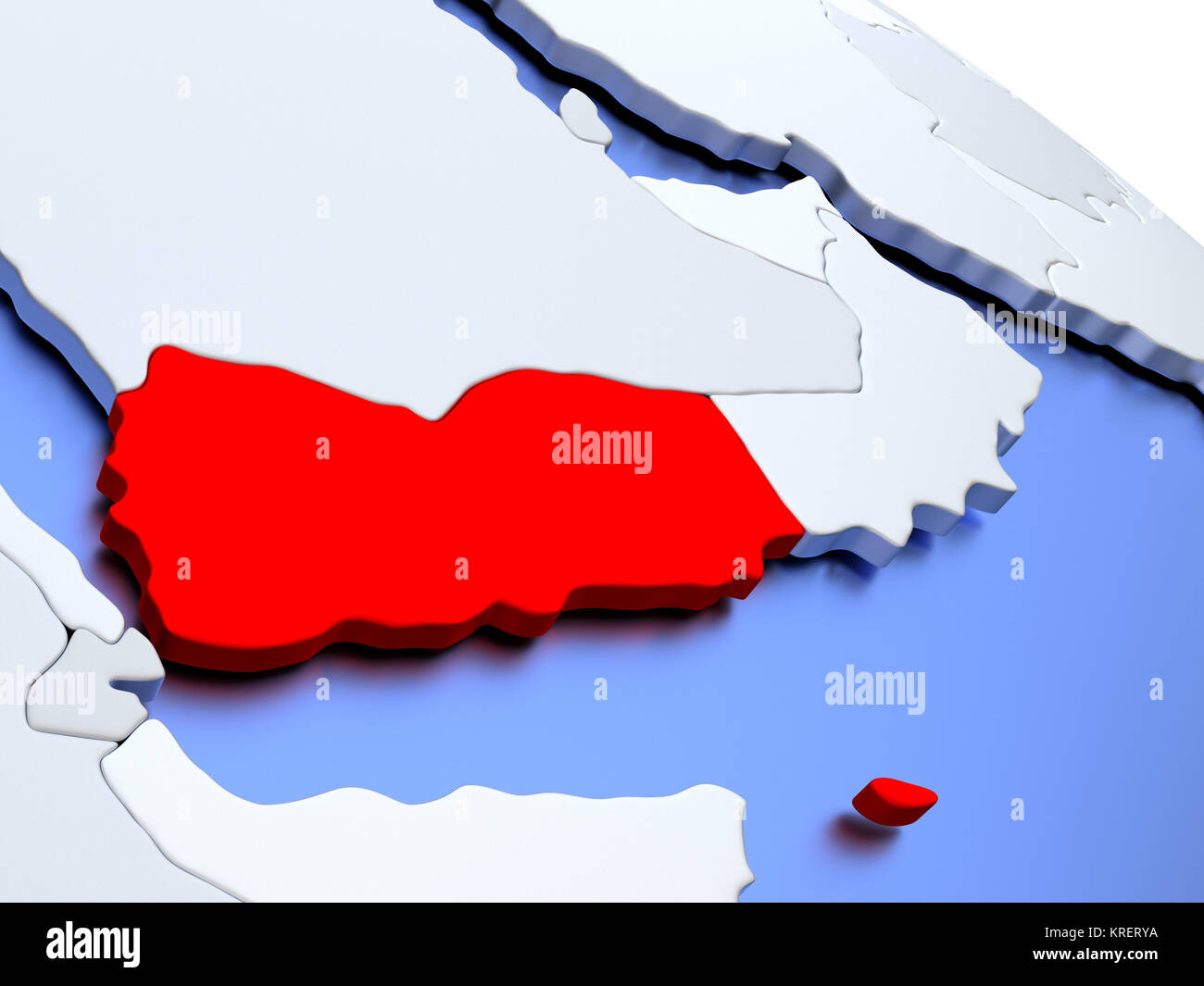Yemen on world map Stock Photo - Alamy