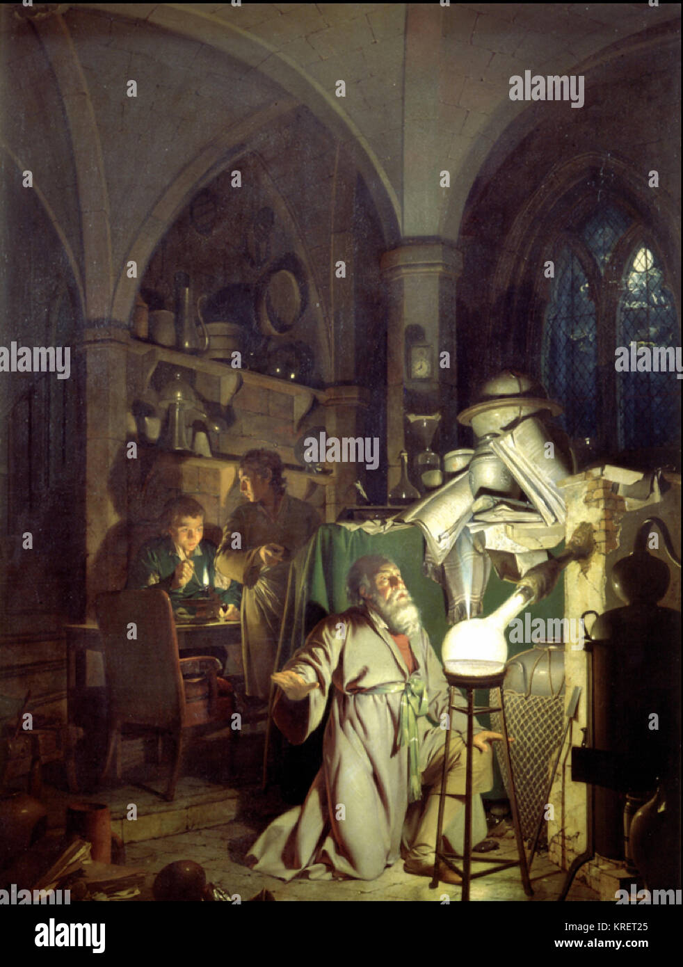 The Alchemist Discovering Phosphorus Stock Photo - Alamy