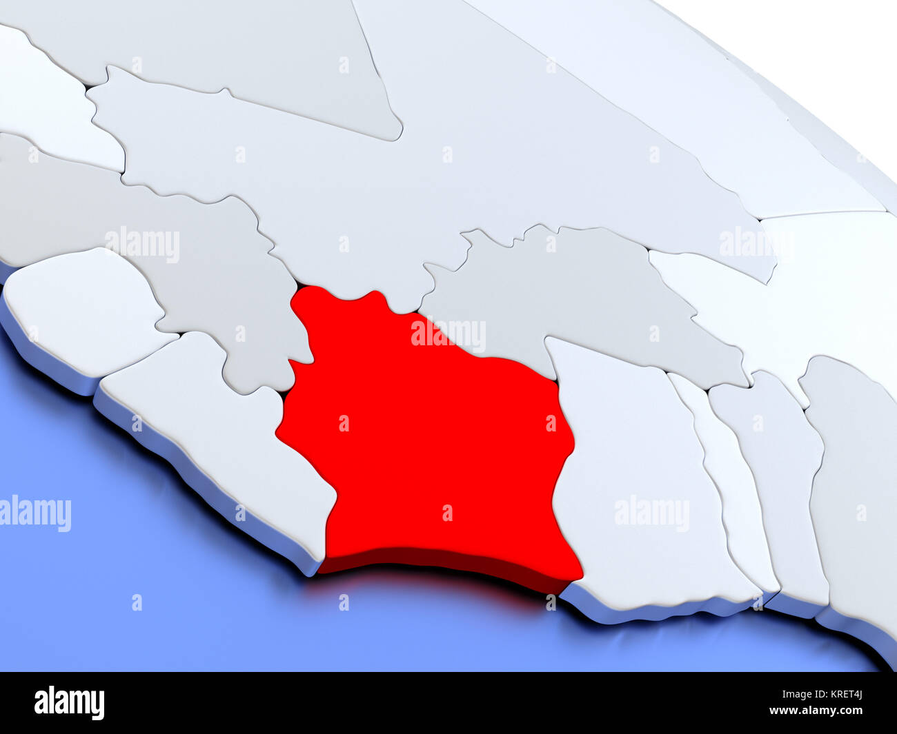 Ivory Coast on world map Stock Photo - Alamy