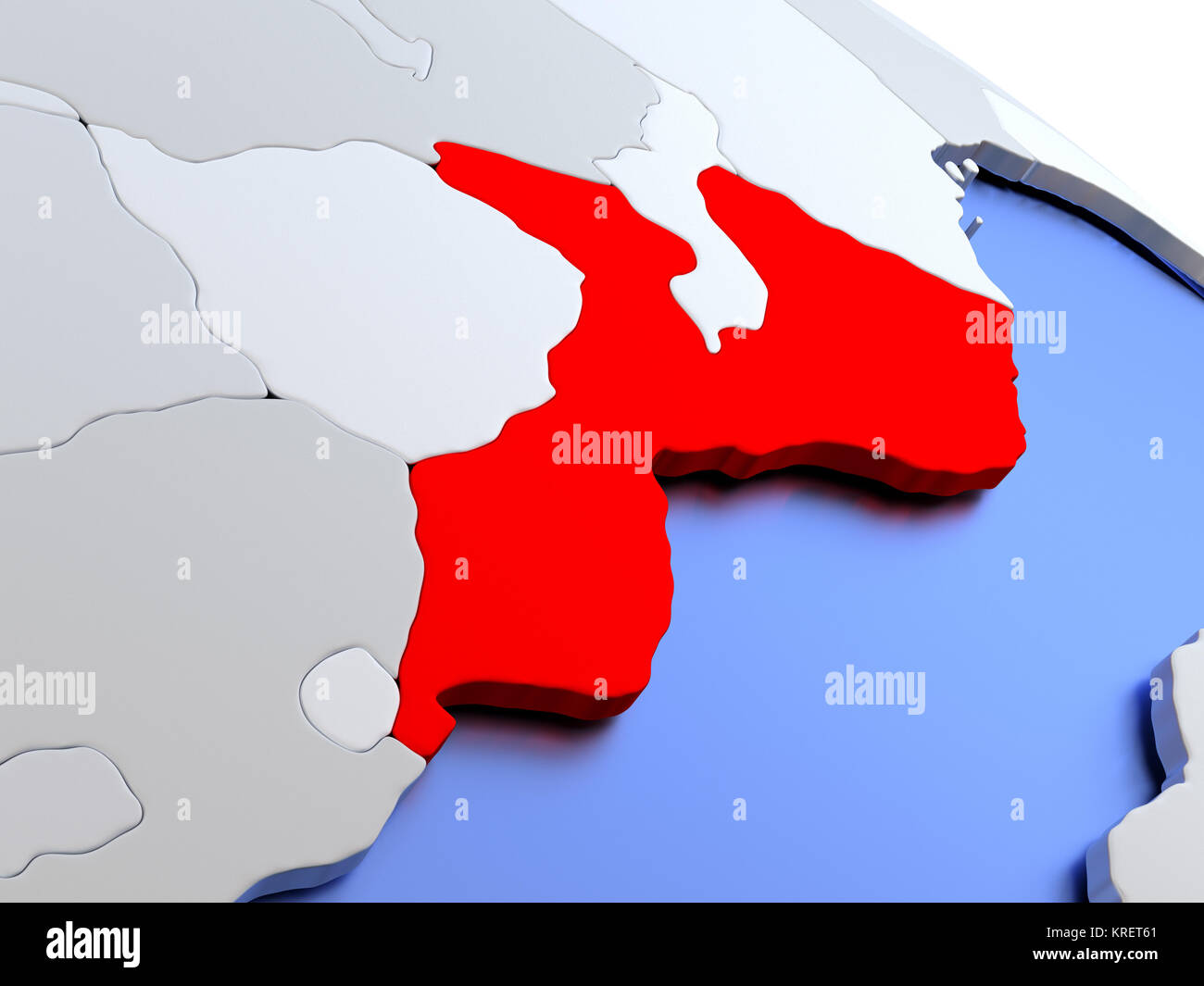 Mozambique on world map Stock Photo - Alamy