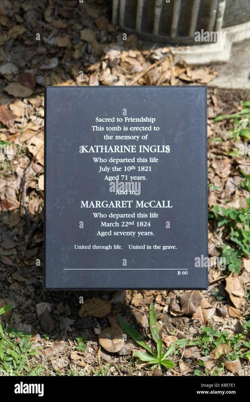 Memorial plaque on tomb of Katherine Inglis & Margaret McCall in the ...