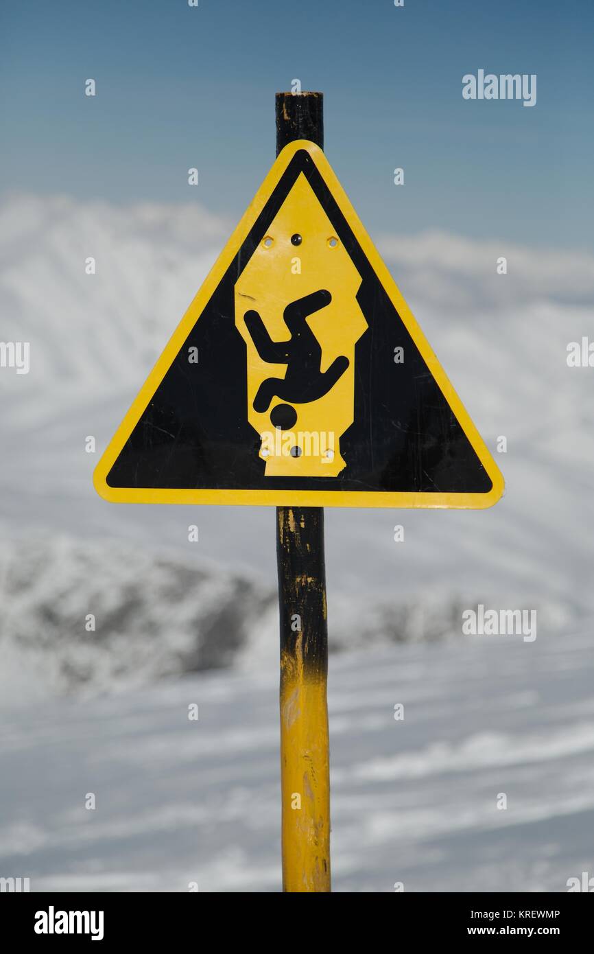 Mountain Waring Sign Stock Photo - Alamy