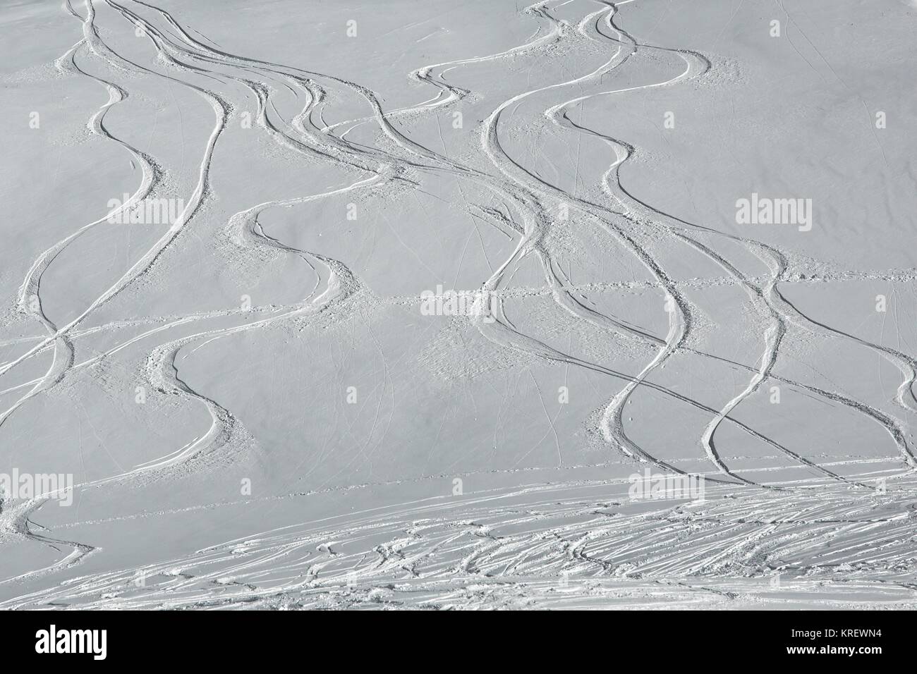 Ski Slope with Fresh Curves Stock Photo - Alamy