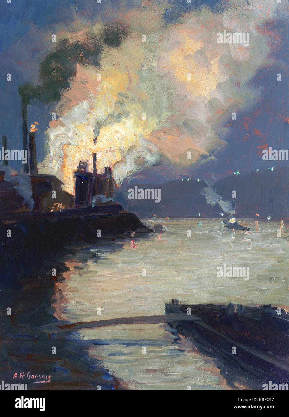 Steel Mill at Night Stock Photo - Alamy