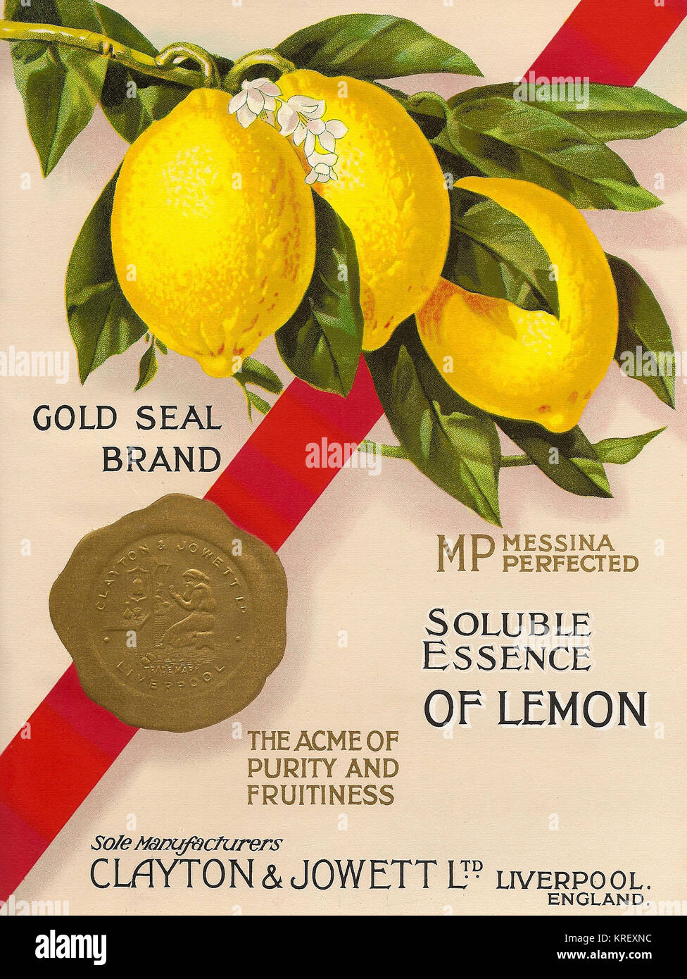 Clayton & Jowett, Liverpool, "Essence of Lemon" advert, 1948 Stock ...