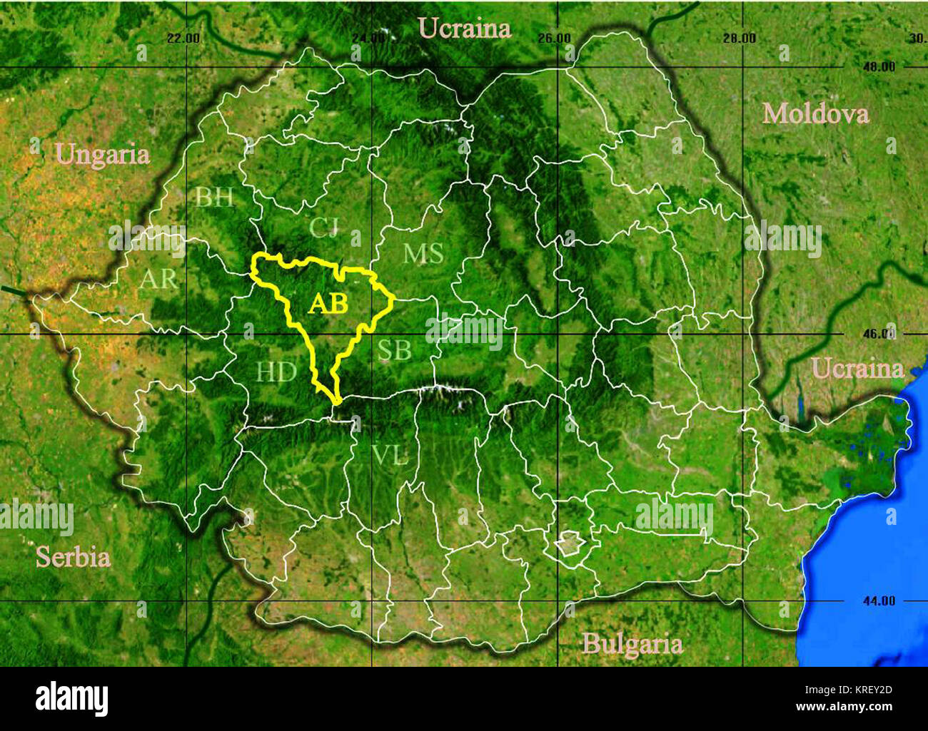 Judetul Alba 3D map Stock Photo - Alamy