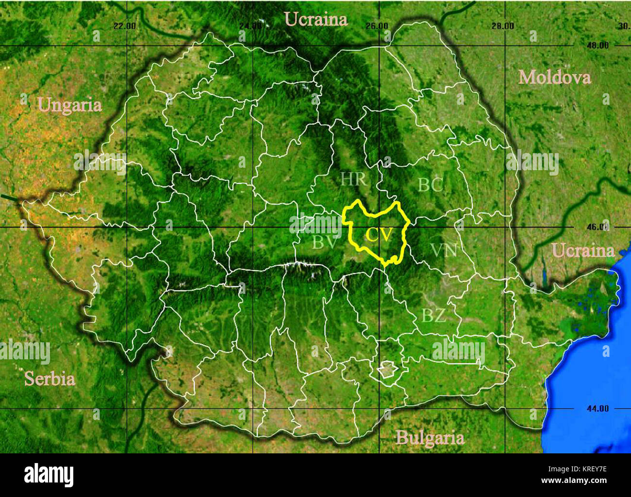 Judetul Covasna 3D map Stock Photo - Alamy