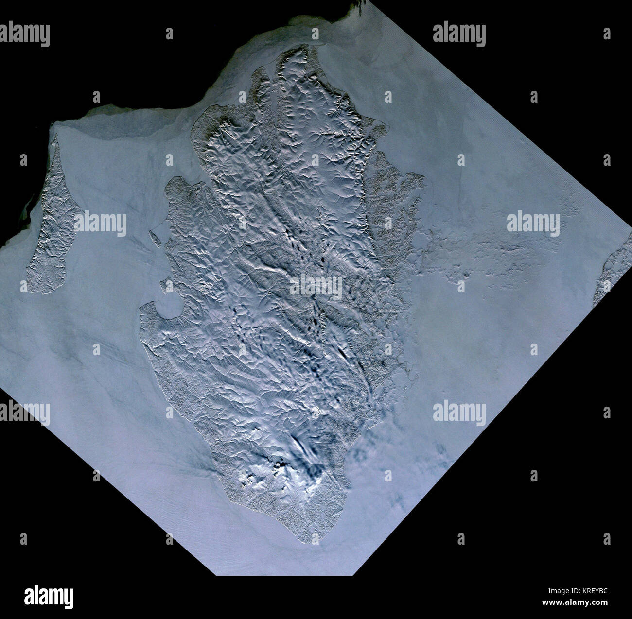 Kotelnyy island, Russia, Landsat-1 satellite image, 1973-03-21 Stock ...