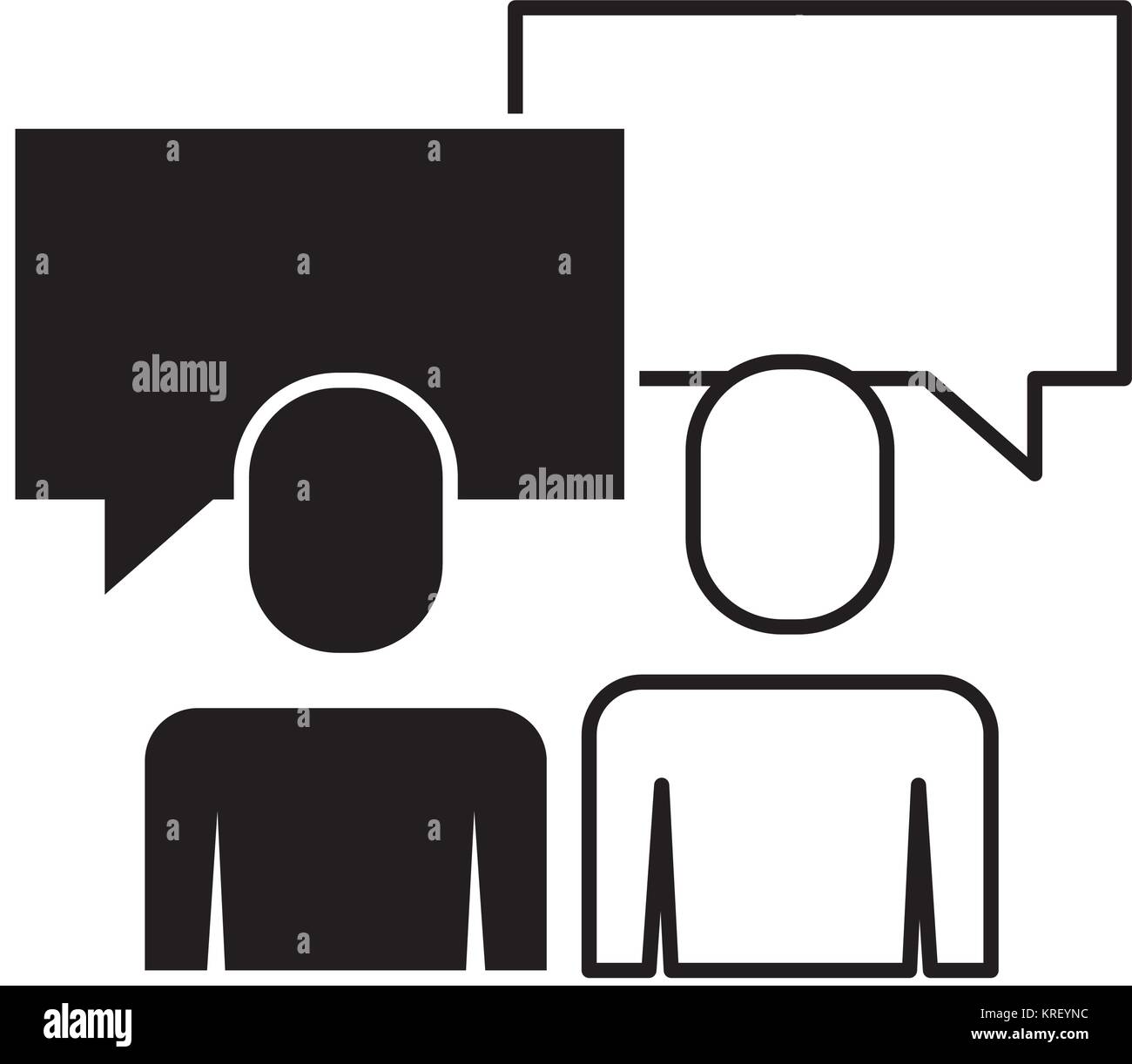 business people talking speech bubble portrait pictogram Stock Vector ...