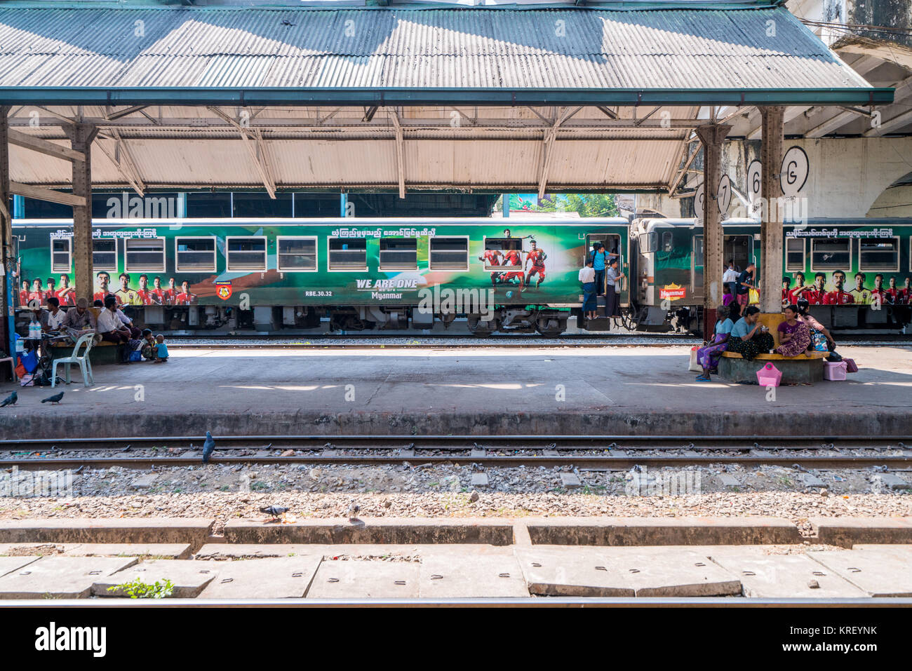 Railway and train station in Yangon, Myanmar Stock Photo - Alamy