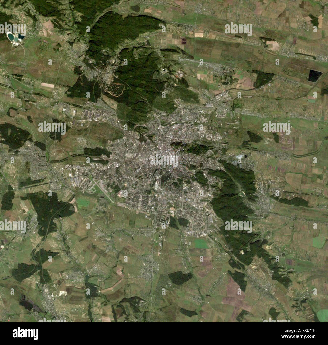 Lviv, Ukraine, satellite image, near natural colors, Landsat-7, 2005-09 ...