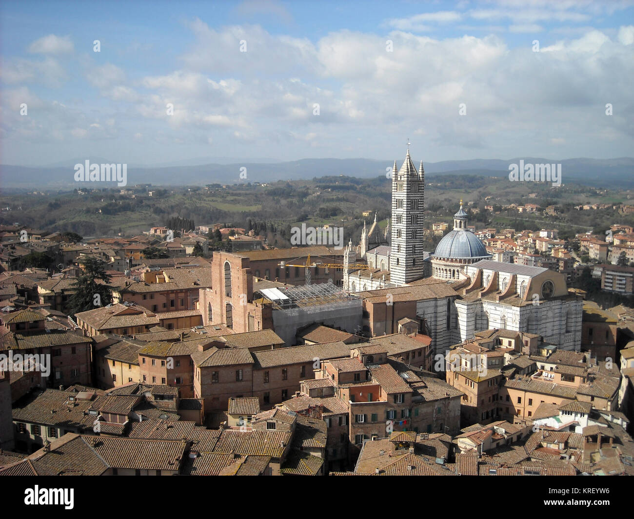Scenery of Siena, a beautiful medieval town in Tuscany, with view of ...