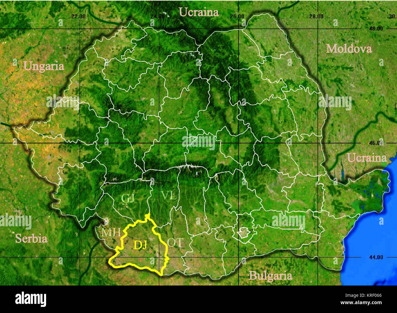 Judetul Dolj 3D map Stock Photo - Alamy