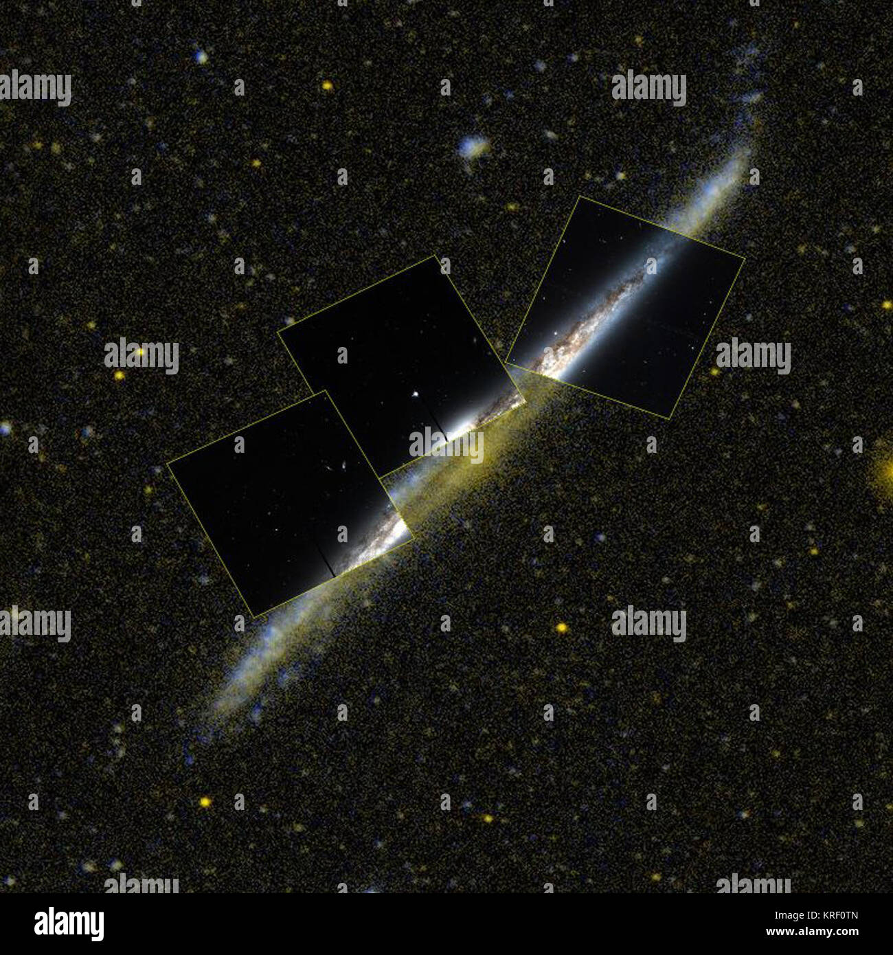NGC 4565 3xHubble over GALEX Stock Photo - Alamy
