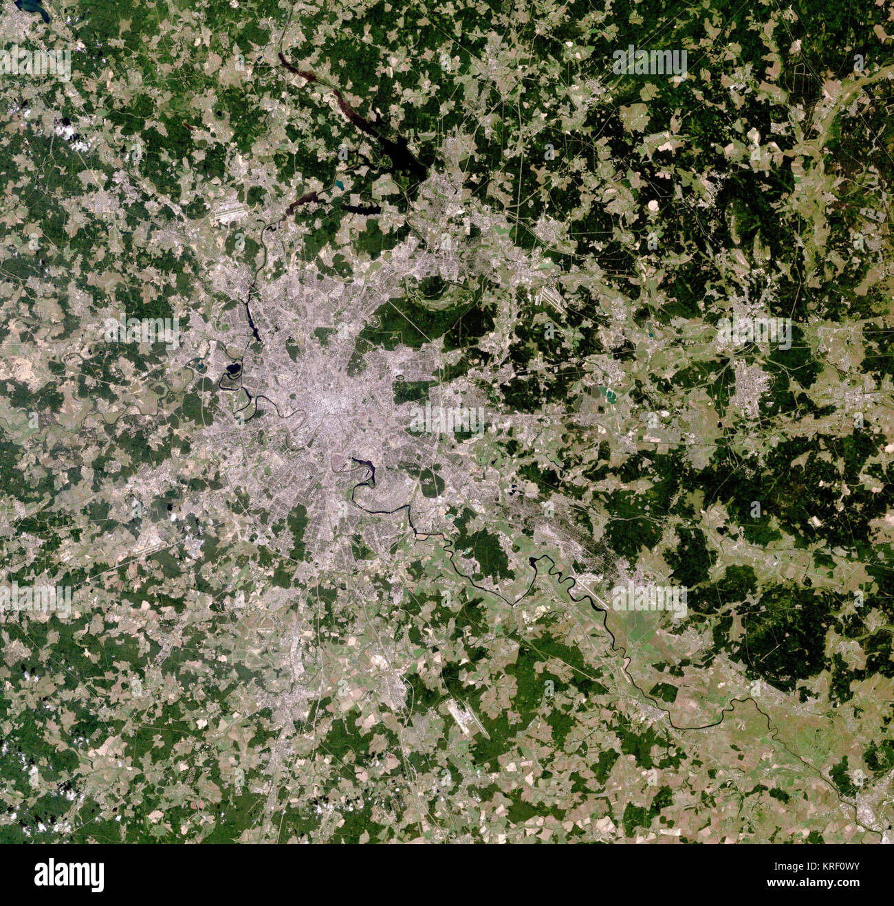 Moscow Urban Agglomeration, Russia, LandSat-7 image Stock Photo - Alamy