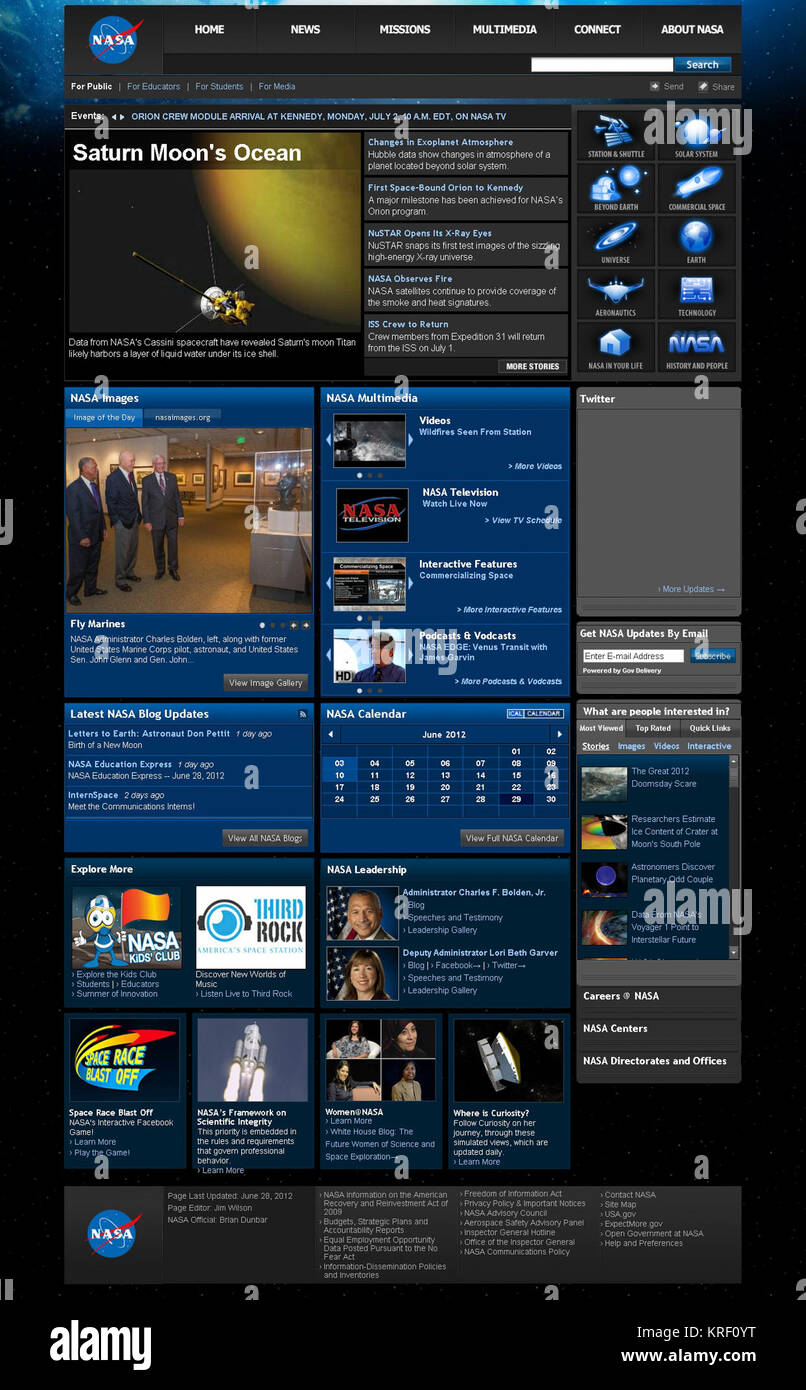 NASA website homepage Stock Photo - Alamy