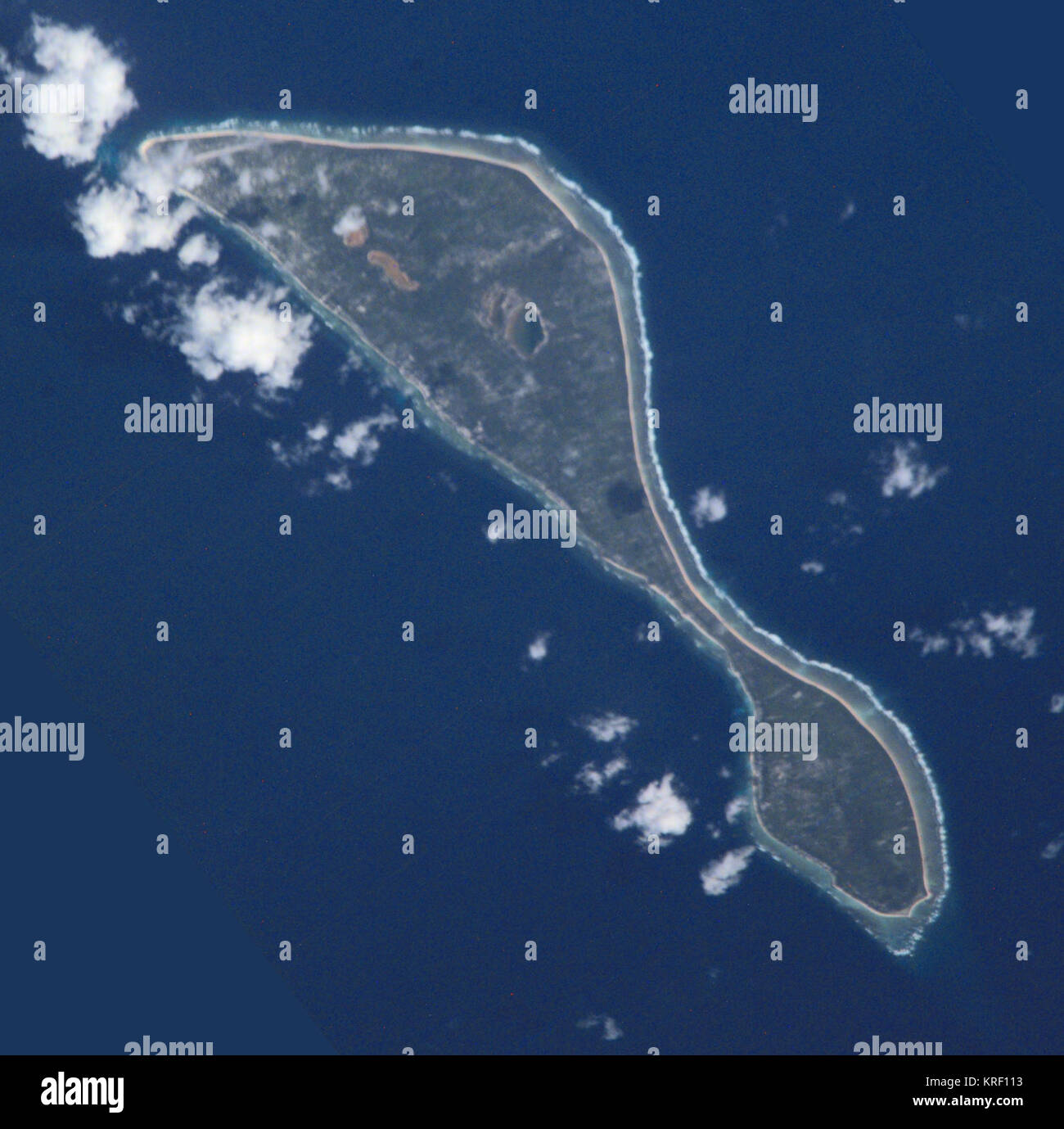 Nikunau Kiribati from space, oriented, cropped, ISS002-E-7908 Stock ...