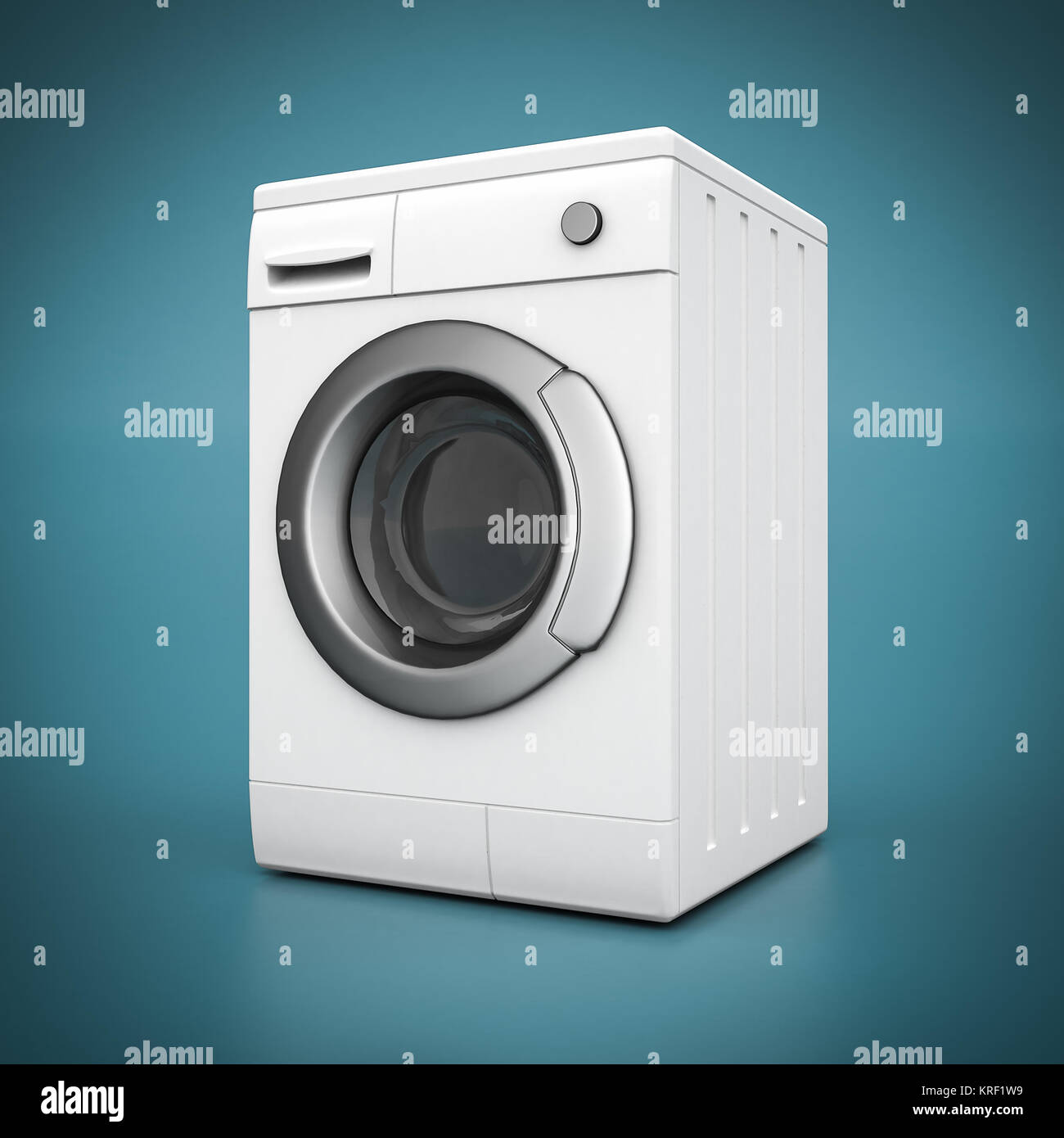 picture of washing machine on a blue background Stock Photo - Alamy