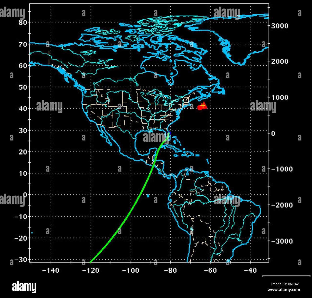 STS-135 Long-range ground track Orbit 200 Stock Photo - Alamy