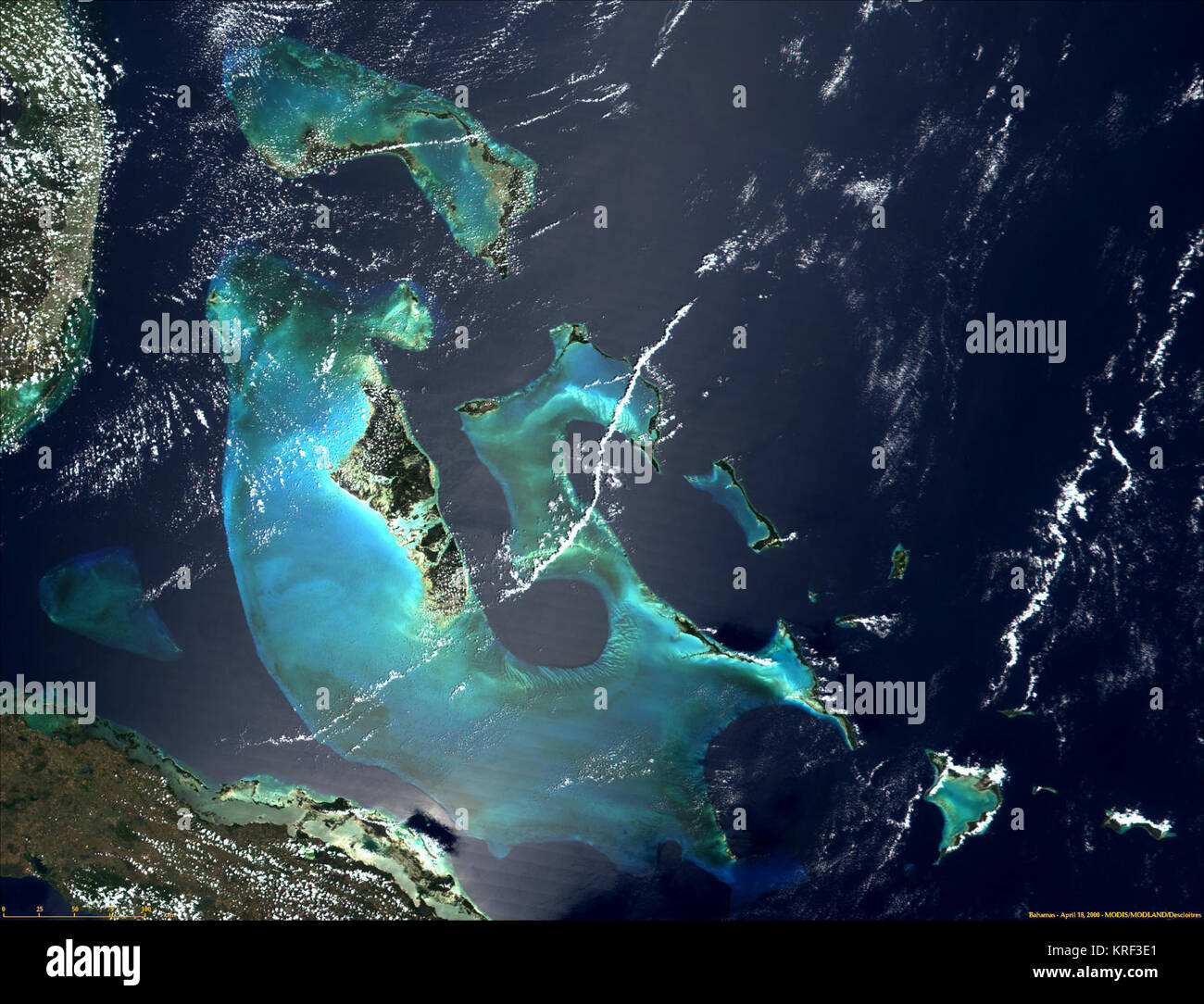 Satellite image of Bahamas in April 2000 Stock Photo - Alamy