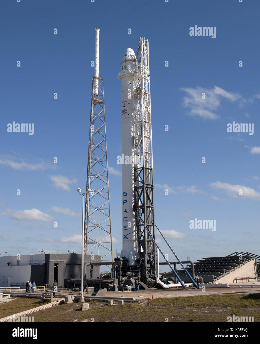 SpaceX Falcon 9 with Dragon COTS Demo 1 before static fire test Stock ...