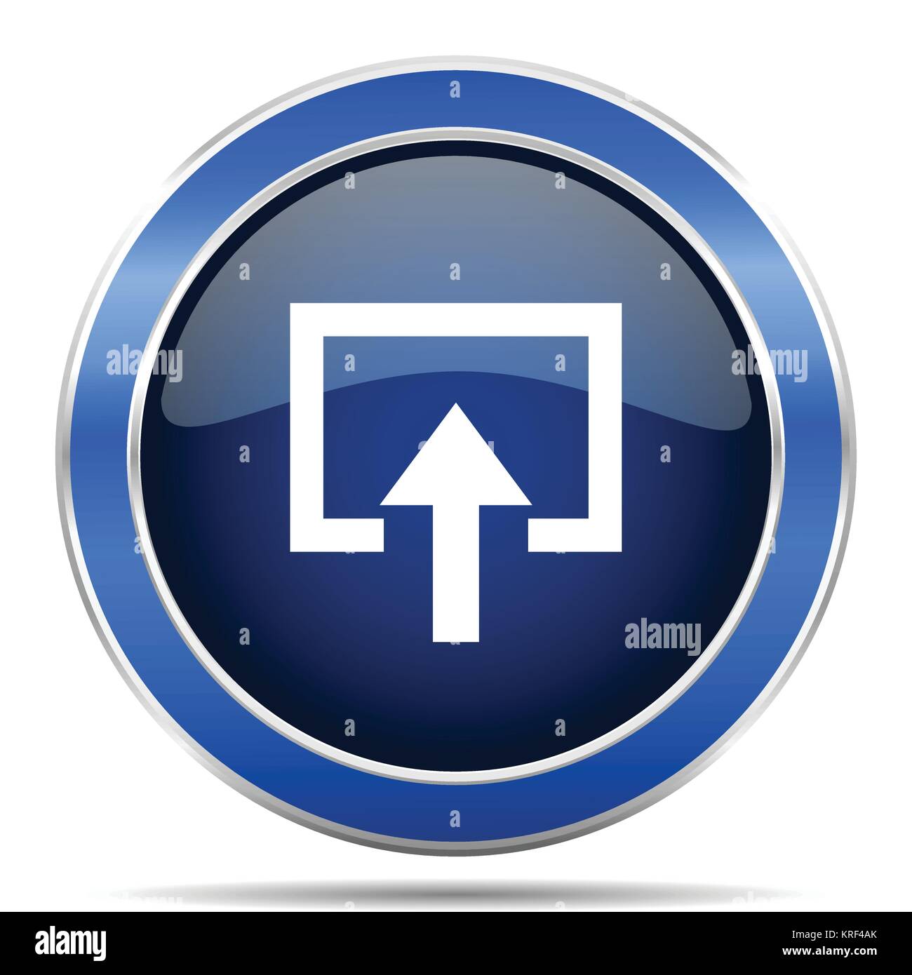 Enter blue silver metallic round glossy vector icon. Modern design web ...
