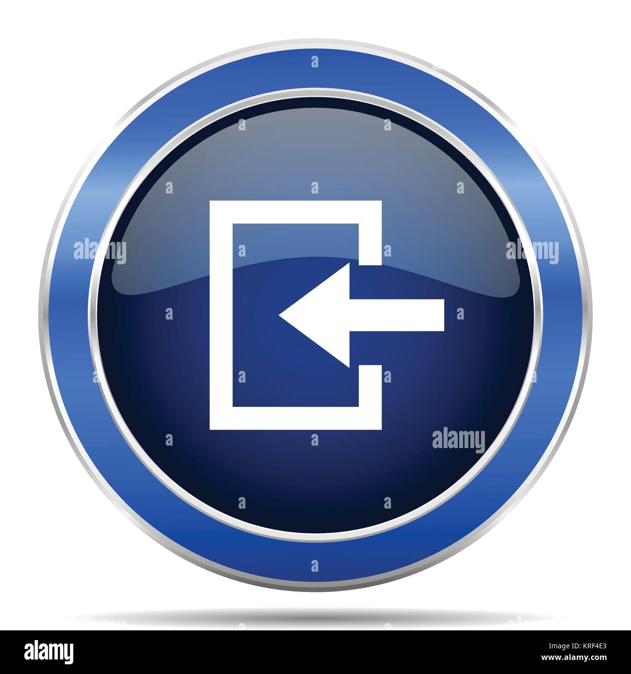 Enter blue silver metallic round glossy vector icon. Modern design web ...