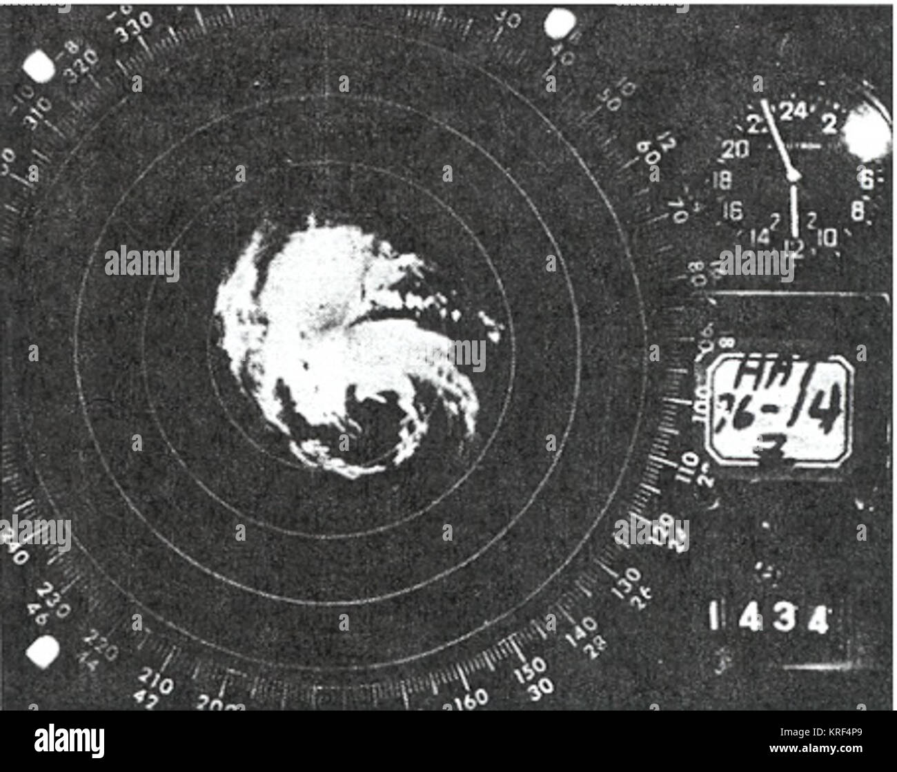 Hurricane Belle 1976 NC radar image Stock Photo - Alamy