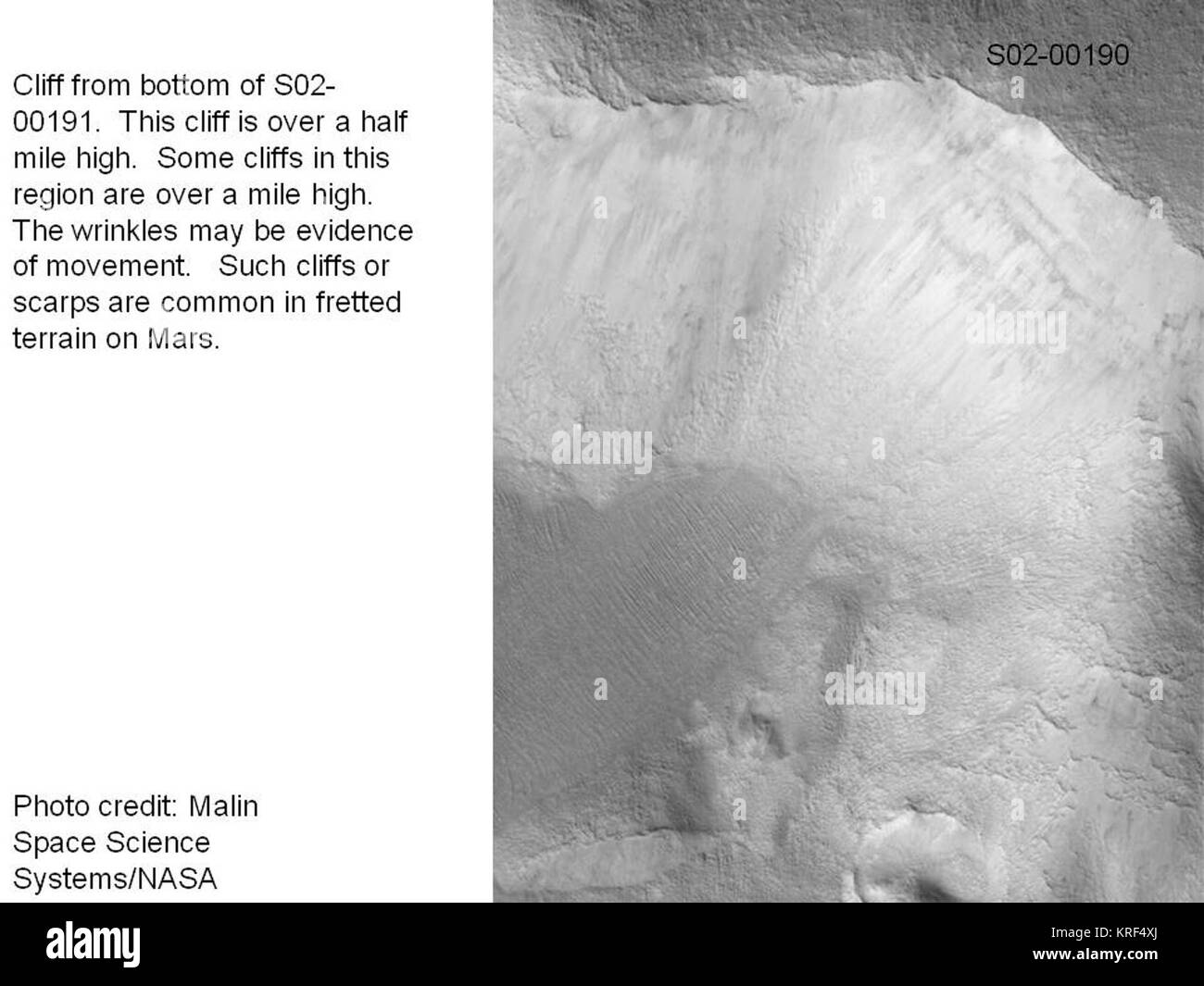 Steep cliff in Ismenius Lacus taken with MGS Stock Photo - Alamy