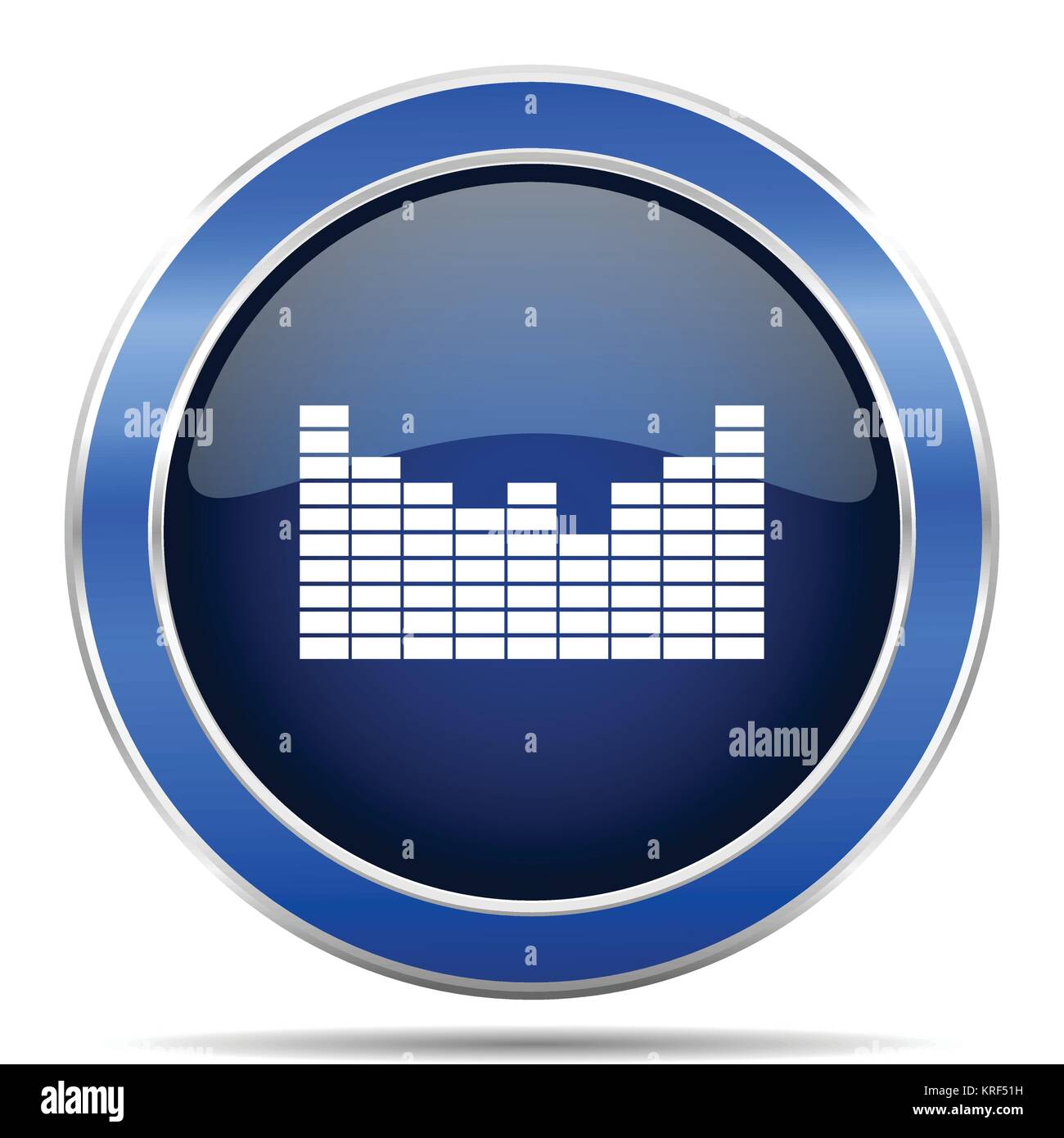 Sound blue silver metallic round glossy vector icon. Modern design web ...