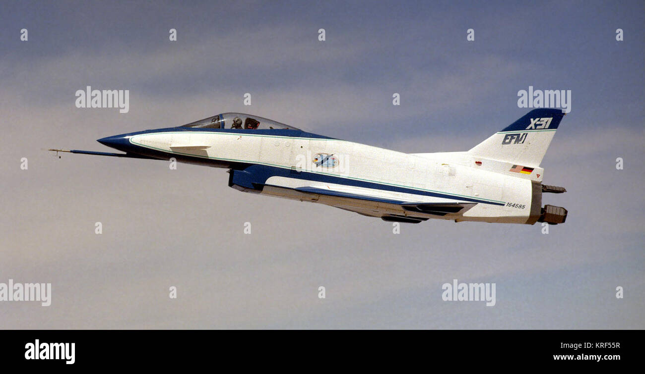 X-31 Enhanced Fighter Maneuverability Aircraft in Flight Stock Photo ...