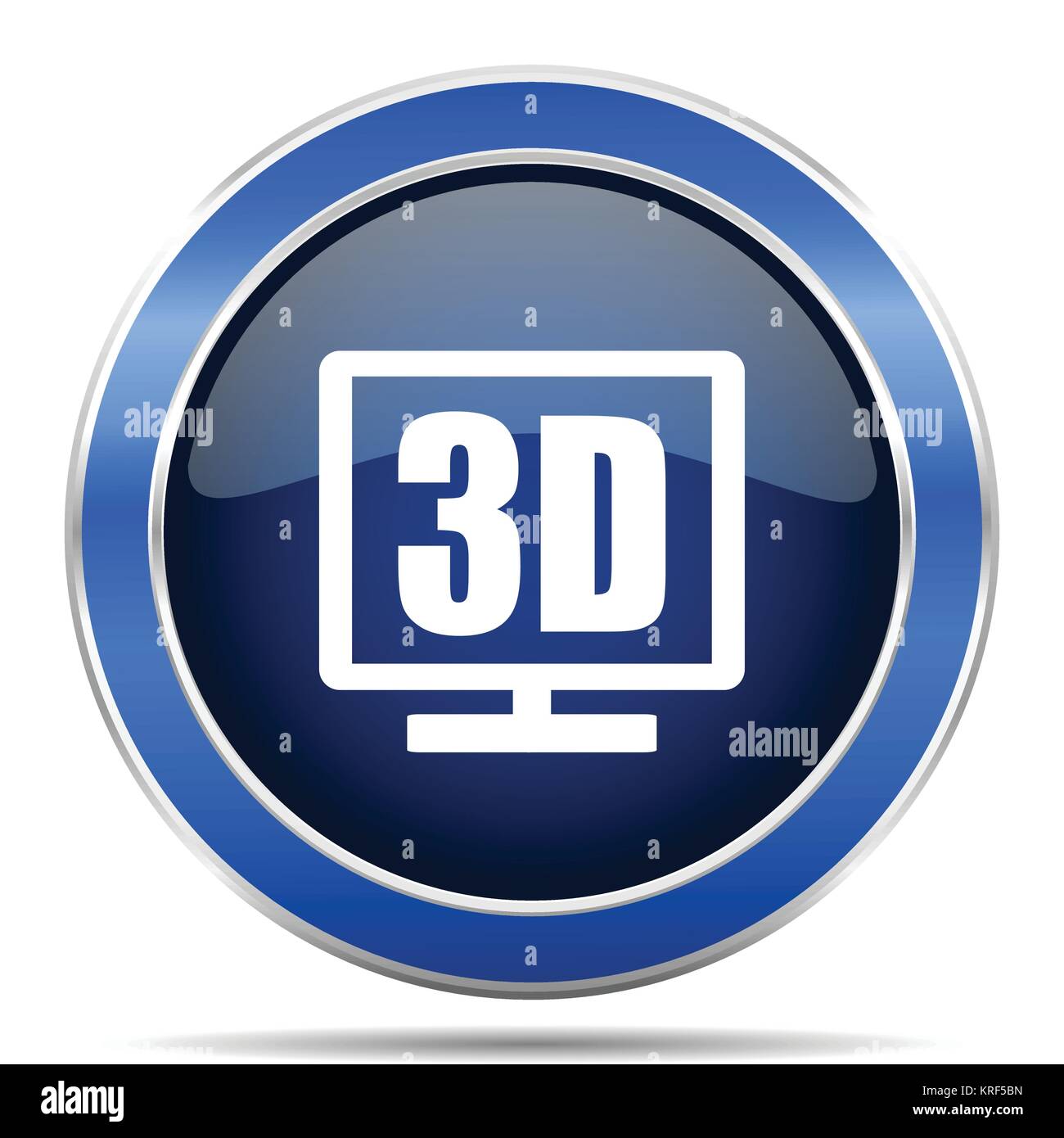 3d display blue silver metallic round glossy vector icon. Modern design ...