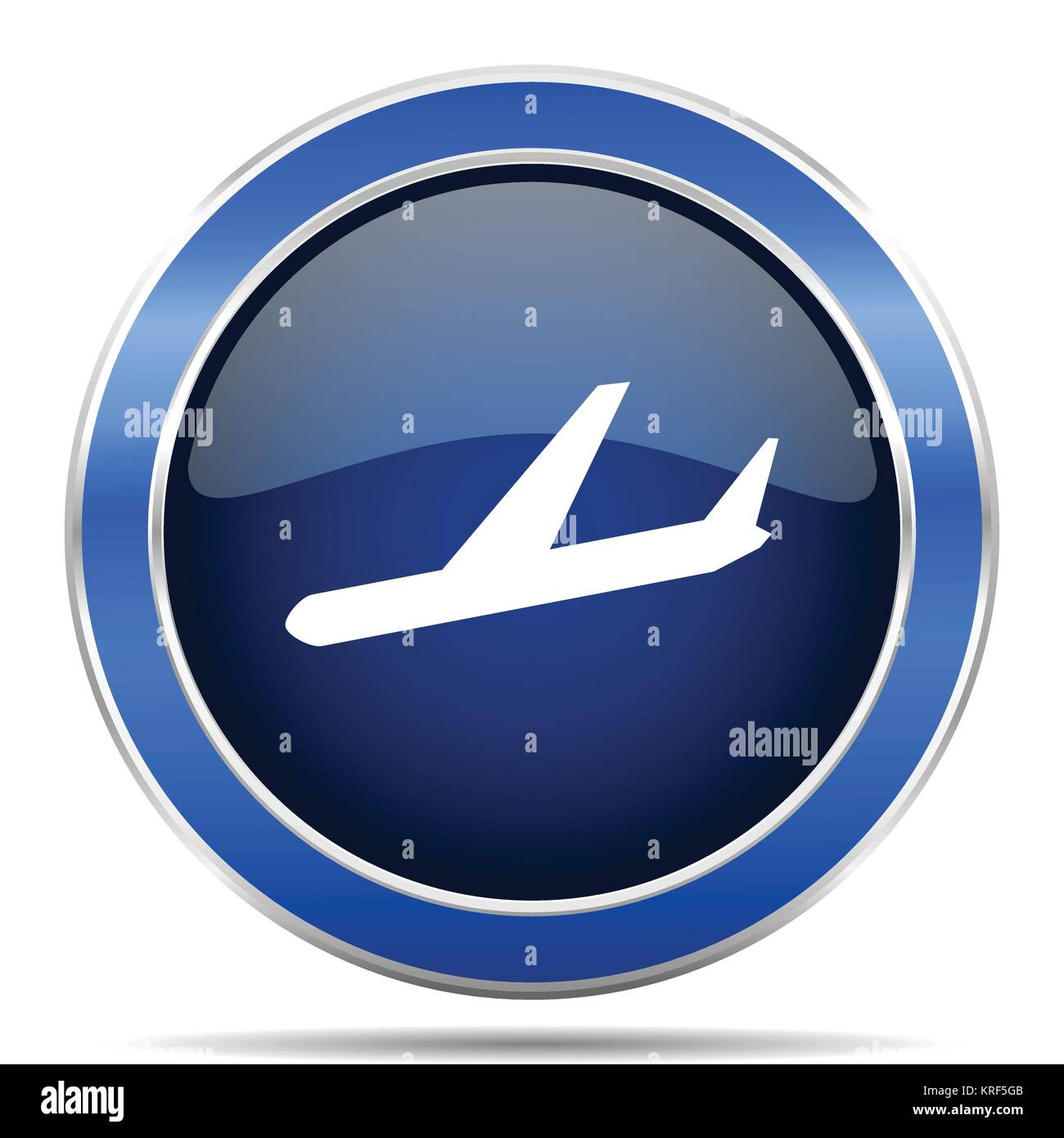 Arrivals blue silver metallic round glossy vector icon. Modern design ...