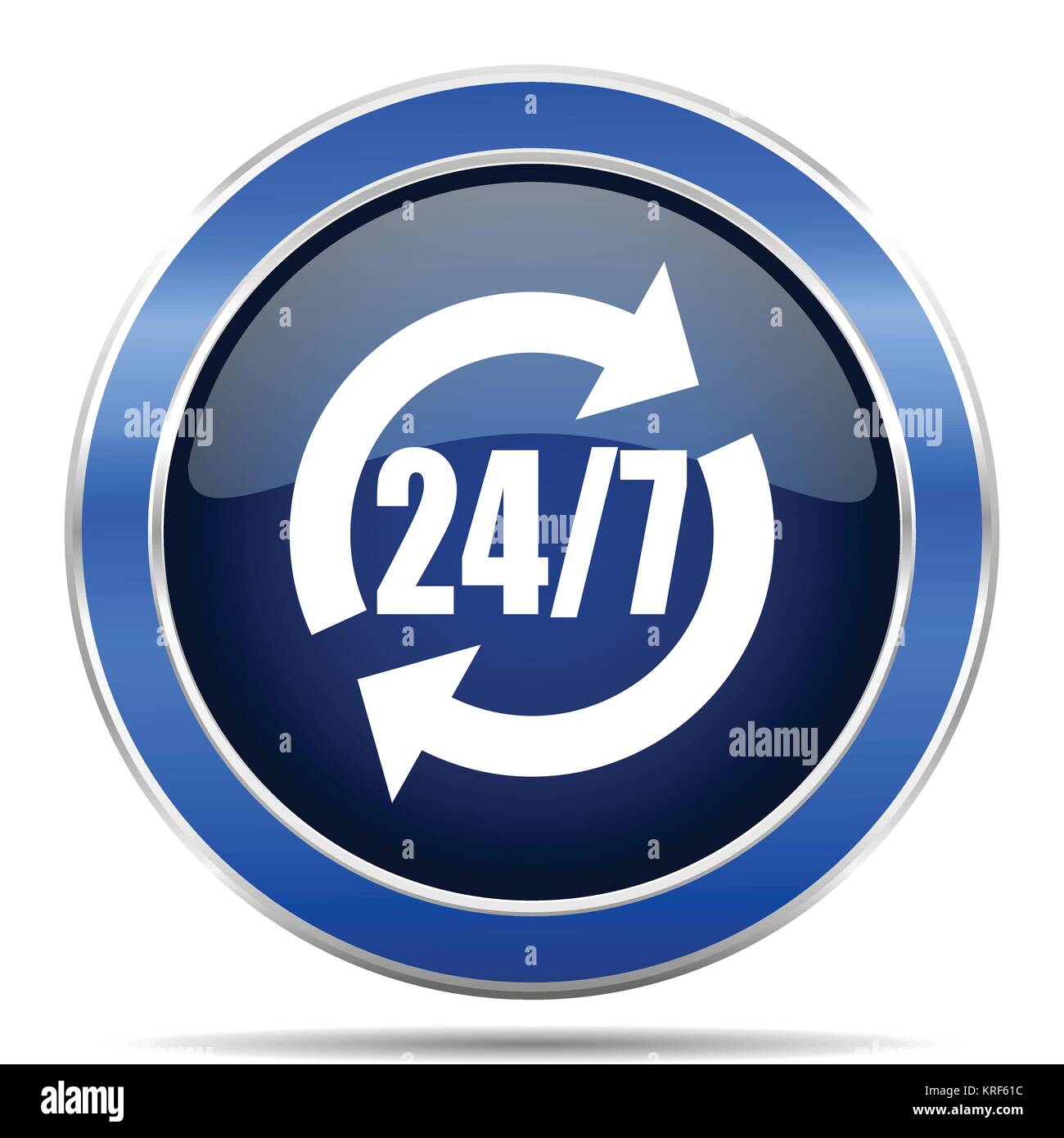 Service blue silver metallic round glossy vector icon. Modern design ...