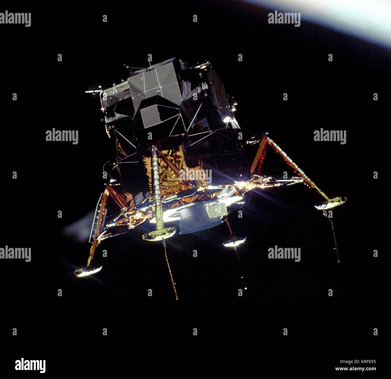 Apollo 11 Lunar Module Eagle in landing configuration in lunar orbit ...